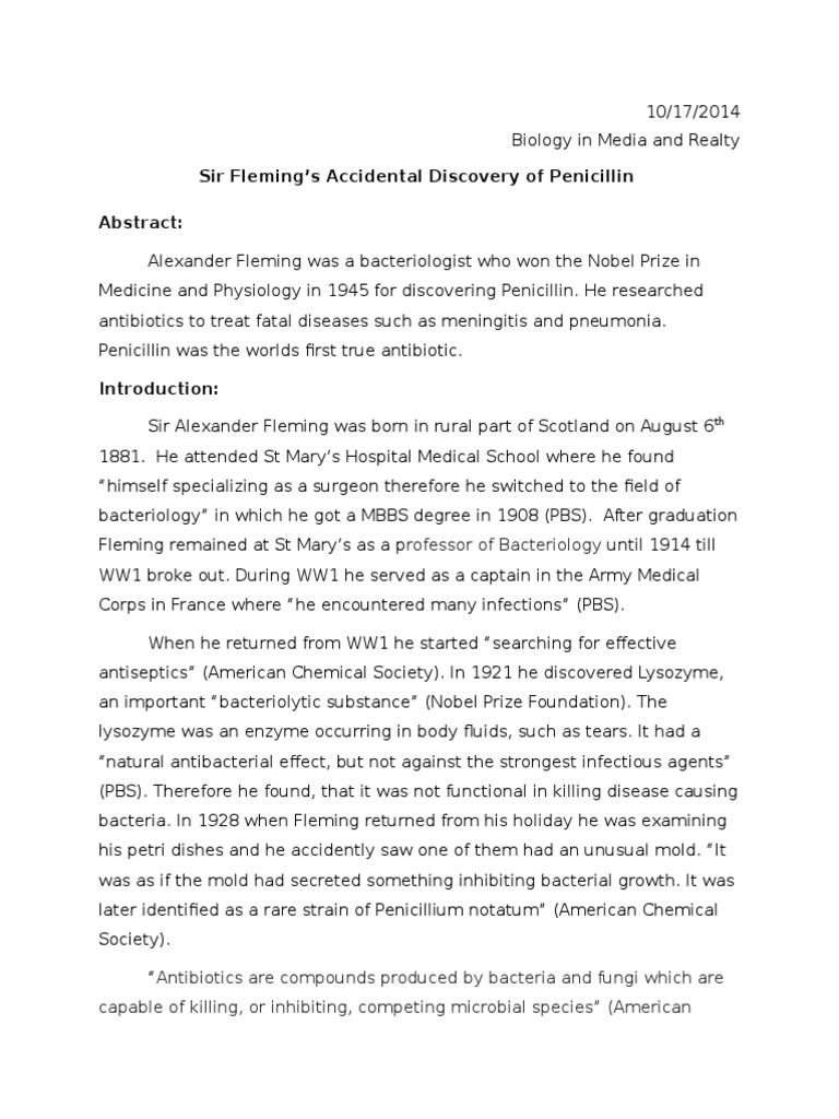Alexander Fleming - Report | Download Free PDF | Antibiotics | Penicillin