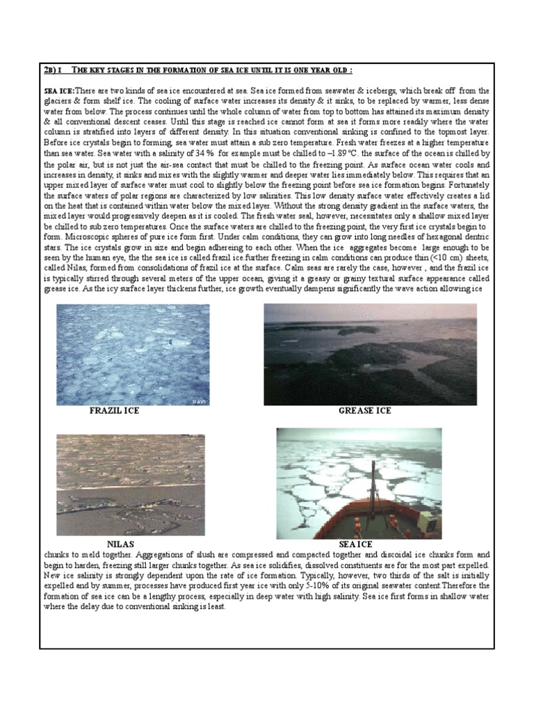 B I HE KEY Stages IN THE Formation OF SEA ICE Until IT IS ONE Year OLD ...