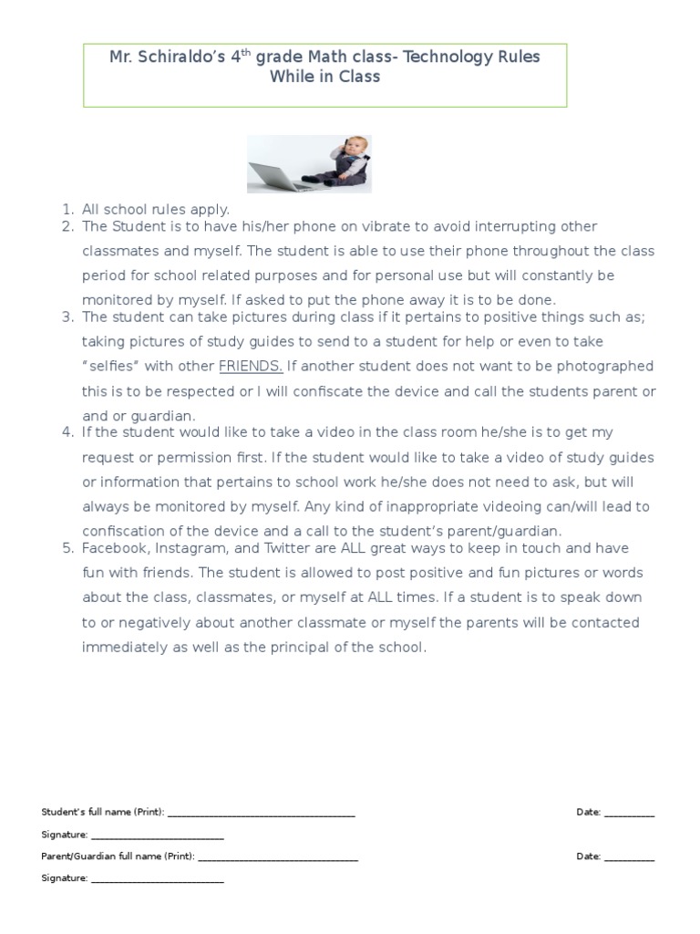 MR Schiraldos Fourth Grade Classroom Rules and Regulations | PDF ...
