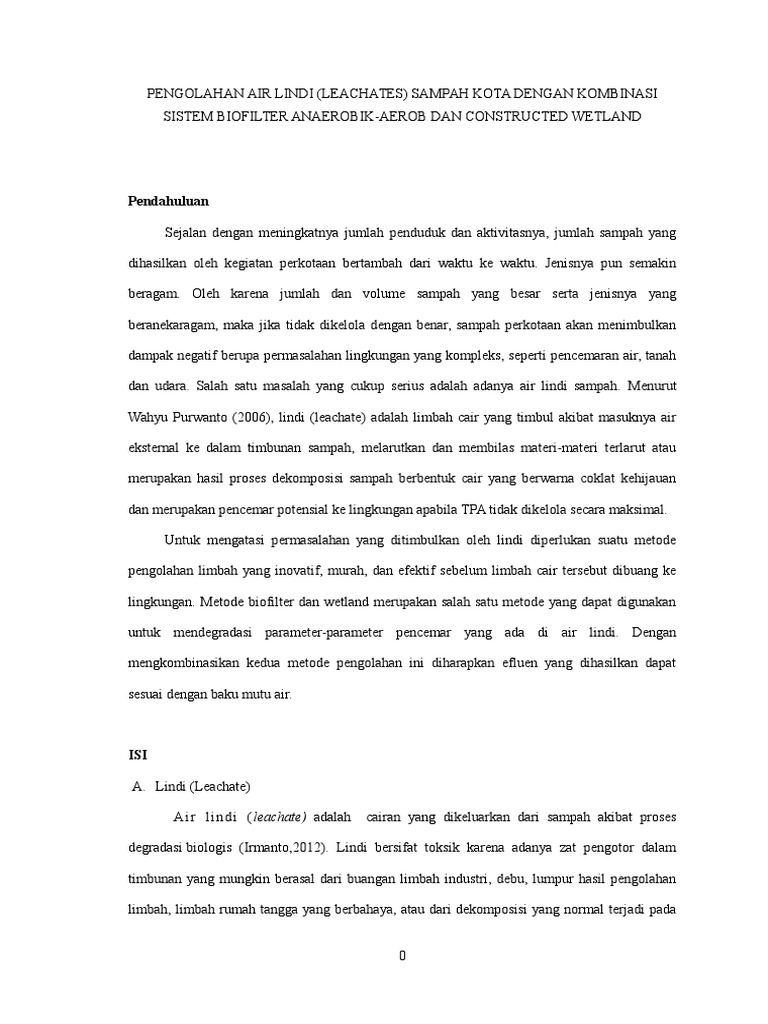 Pengolahan AIR LINDI | PDF | Sains & Matematika | Teknologi & Rekayasa
