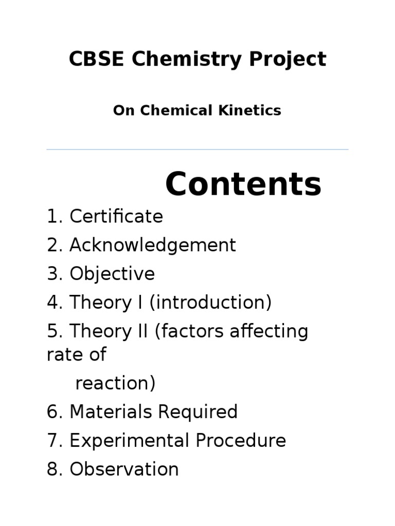Documents - MX Cbse Chemistry Project Chemical Kinetics | PDF ...