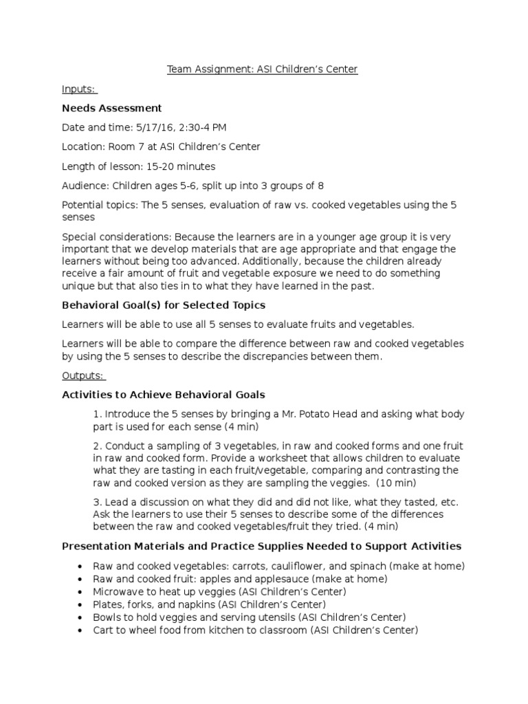 Lesson Plan | PDF | Vegetables | Lesson Plan