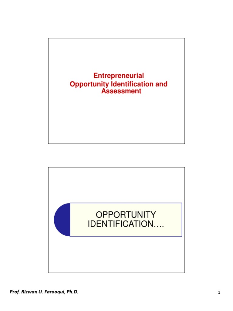 R2-Entrepreneurial Opportunity Identification and Assessment | PDF ...