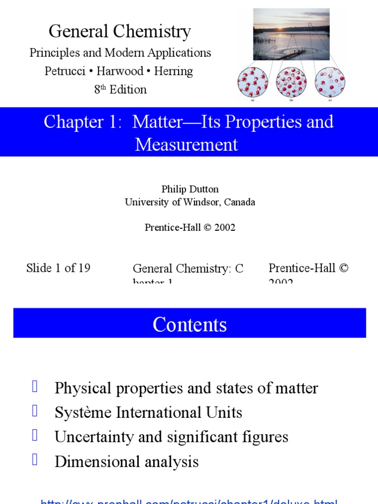 General Chemistry: Chapter 1: Matter-Its Properties and Measurement ...
