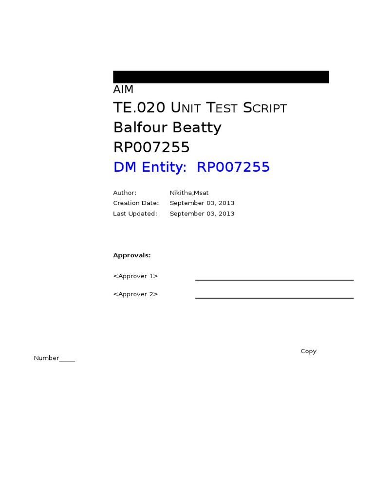 TE.020 U T S Balfour Beatty RP007255 | PDF | Software Testing | Areas ...