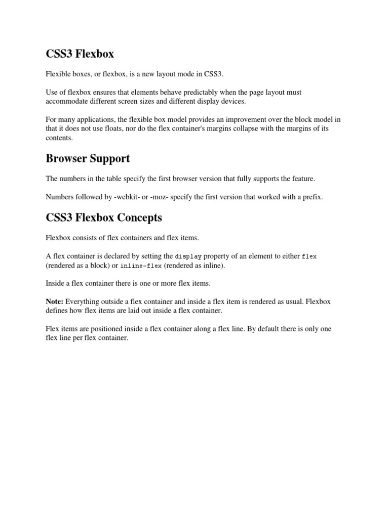 CSS3 Flexbox Concepts | PDF