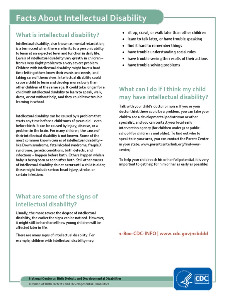 Intellectual Disability | PDF | Childbirth | Disability