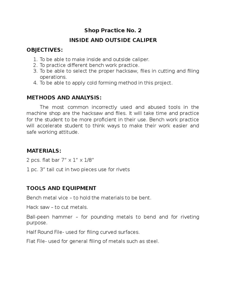 Shop Practice Number 2 | PDF | Blade | Tools