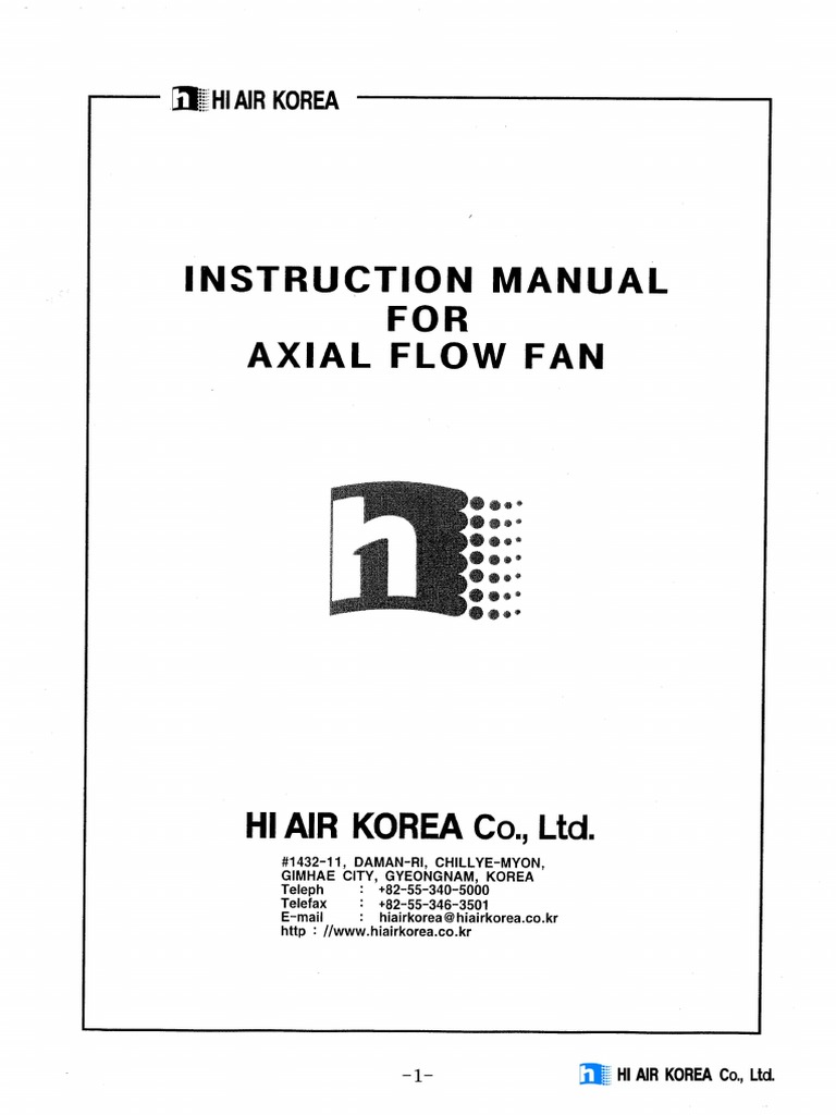 Axial Flow Fan Instruction Manual | PDF