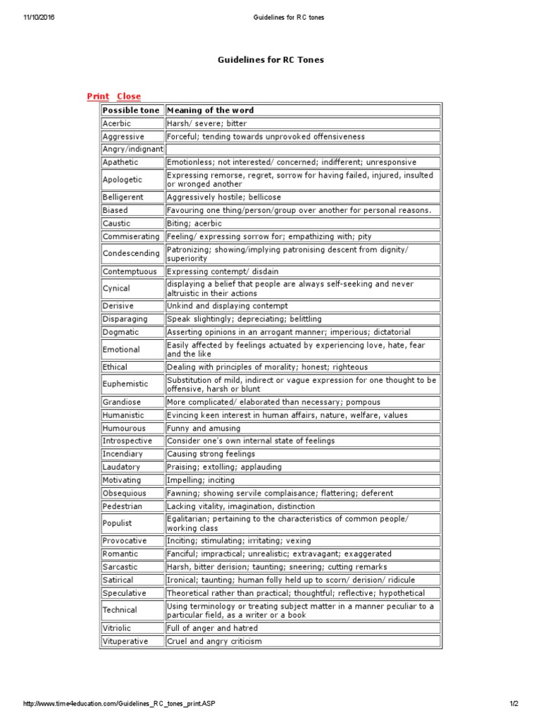 Guidelines For RC Tones | PDF