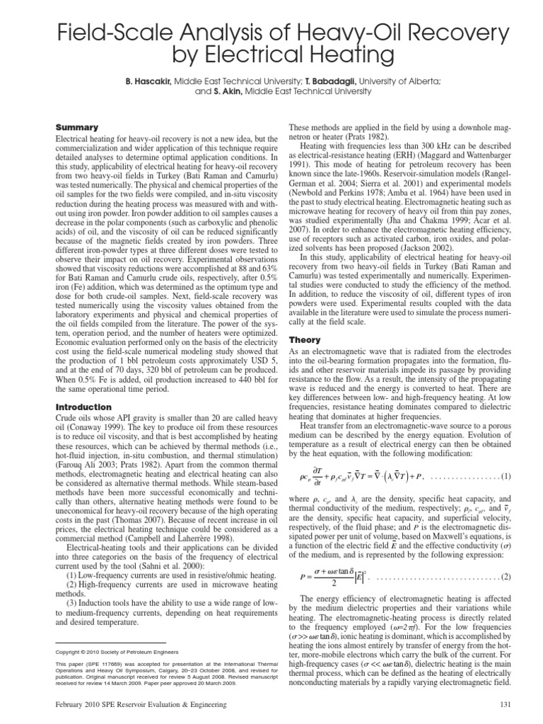 Field Scale Analysis of Heavy Oil Recovery PDF | PDF | Petroleum ...
