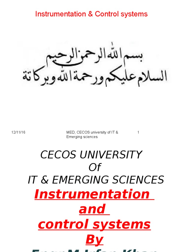 Instrumentation and Control - Lecture 1 | PDF | Instrumentation ...