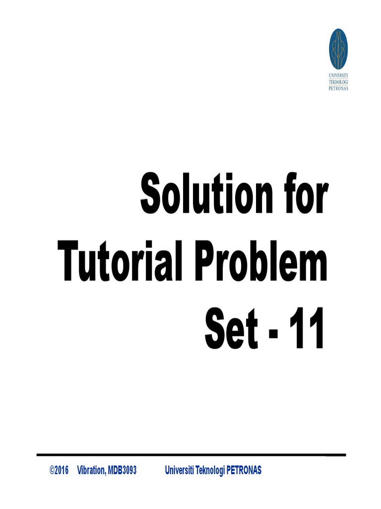 Solution For Tutorial Problem Set - 11 PDF | PDF