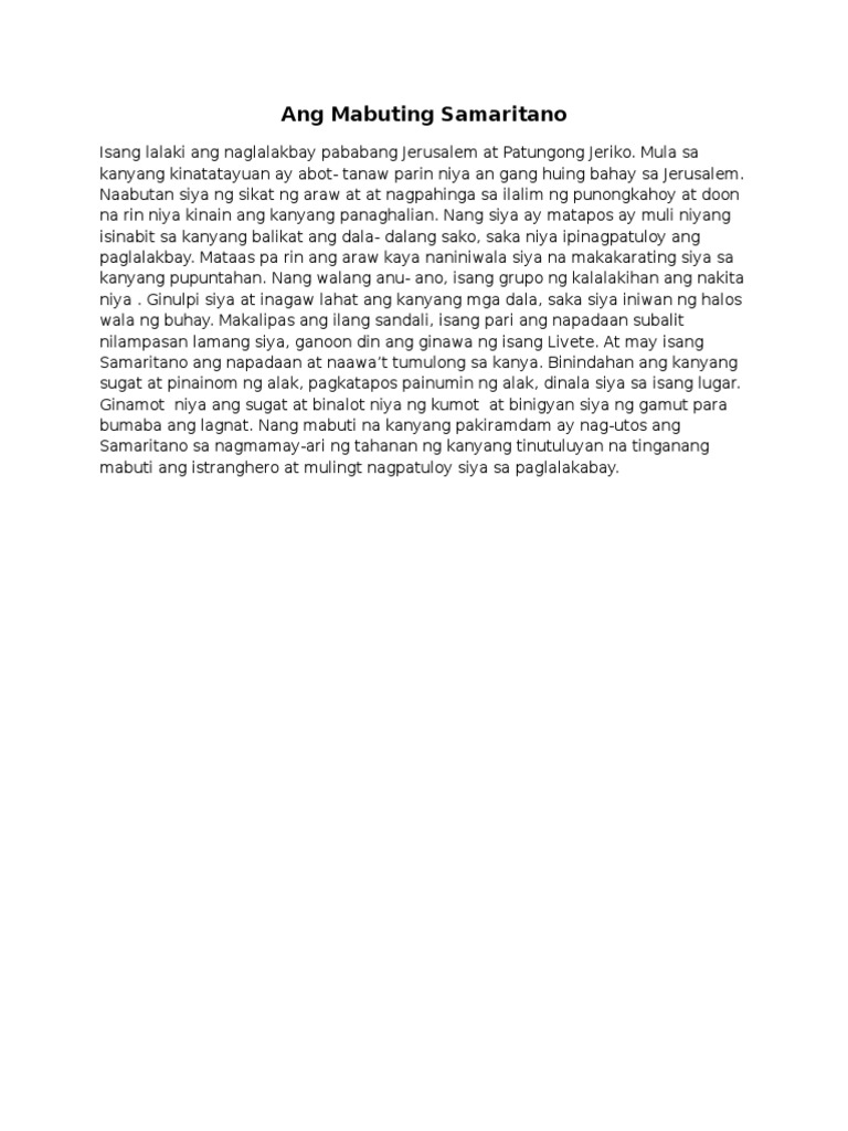 Ang Mabuting Samaritano | PDF