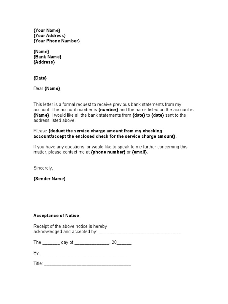 Bank Statement Request Form | PDF | Finance & Money Management | Law