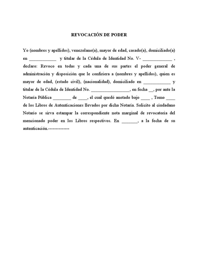 Revocatoria de Poder - 1 | PDF
