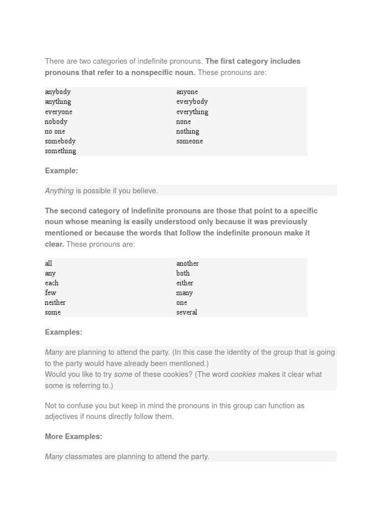 Anybody Anyone Anything Everybody Everyone Everything Nobody None No ...