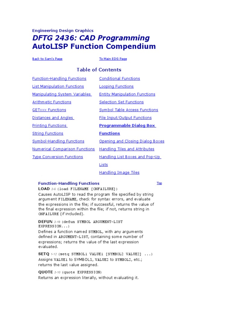 Engineering Design Graphics Autolisp | PDF | Command Line Interface | Angle