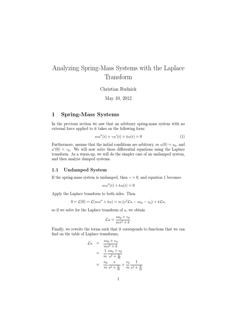 Spring Mass Laplace | PDF | Complex Number | Polynomial