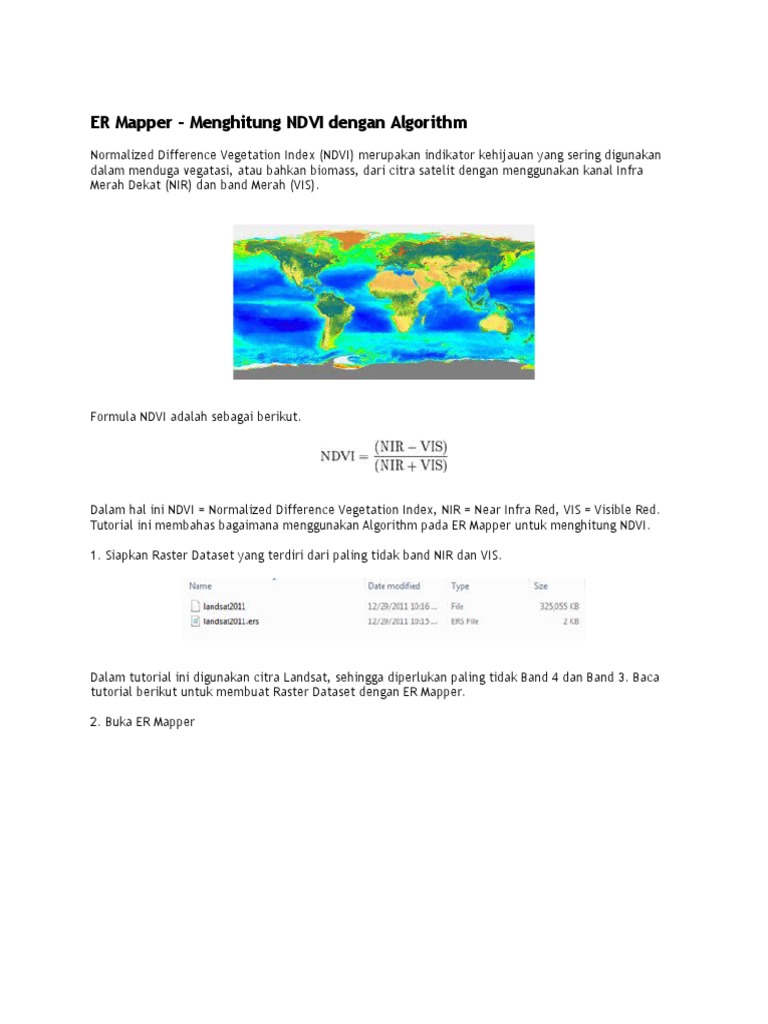 ER Mapper - Menghitung NDVI Dengan Algorithm | PDF | Metode & Bahan ...