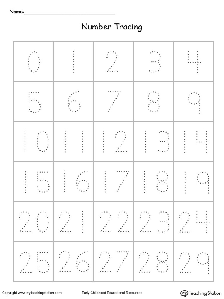 MTS Tracing Numbers 0 Through 29 | PDF