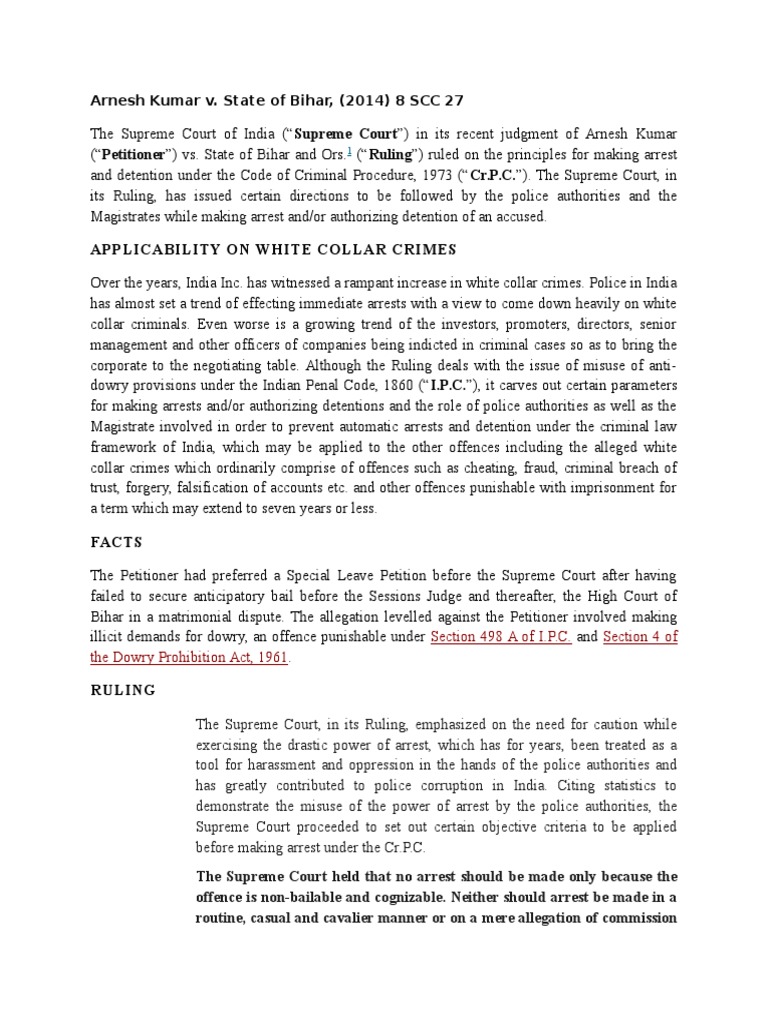 Arnesh Kumar Case | PDF