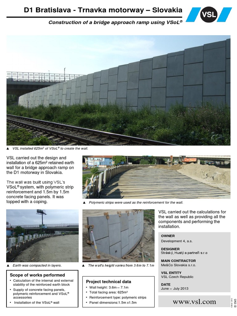 VSoL® Retained Earth Wall for D1 Motorway | PDF