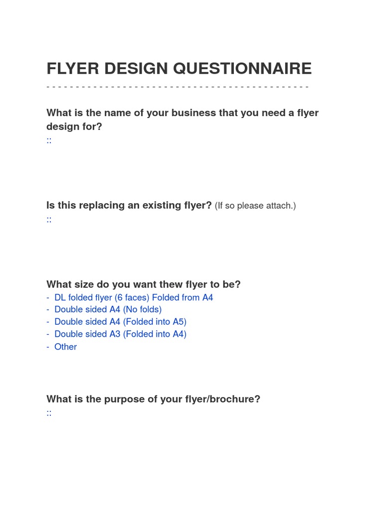 Flyer Design Client Questionnaire | PDF