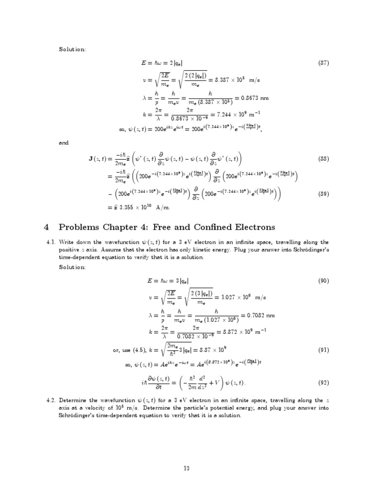 Numericals For Quantum Mechanics | PDF | Schrödinger Equation | Wave ...