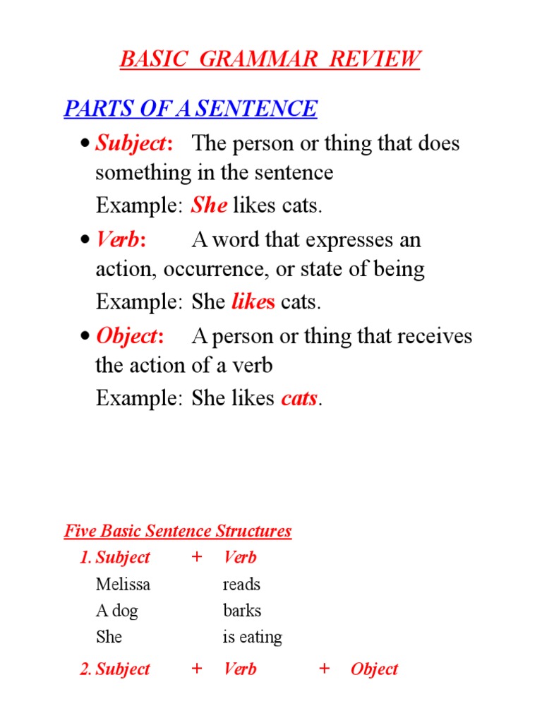 Basic Sentence Structure | PDF