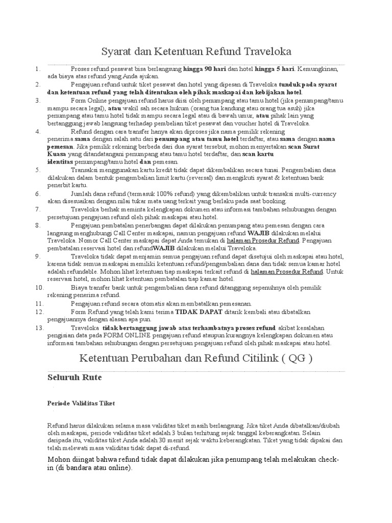 Syarat Dan Ketentuan Refund | PDF