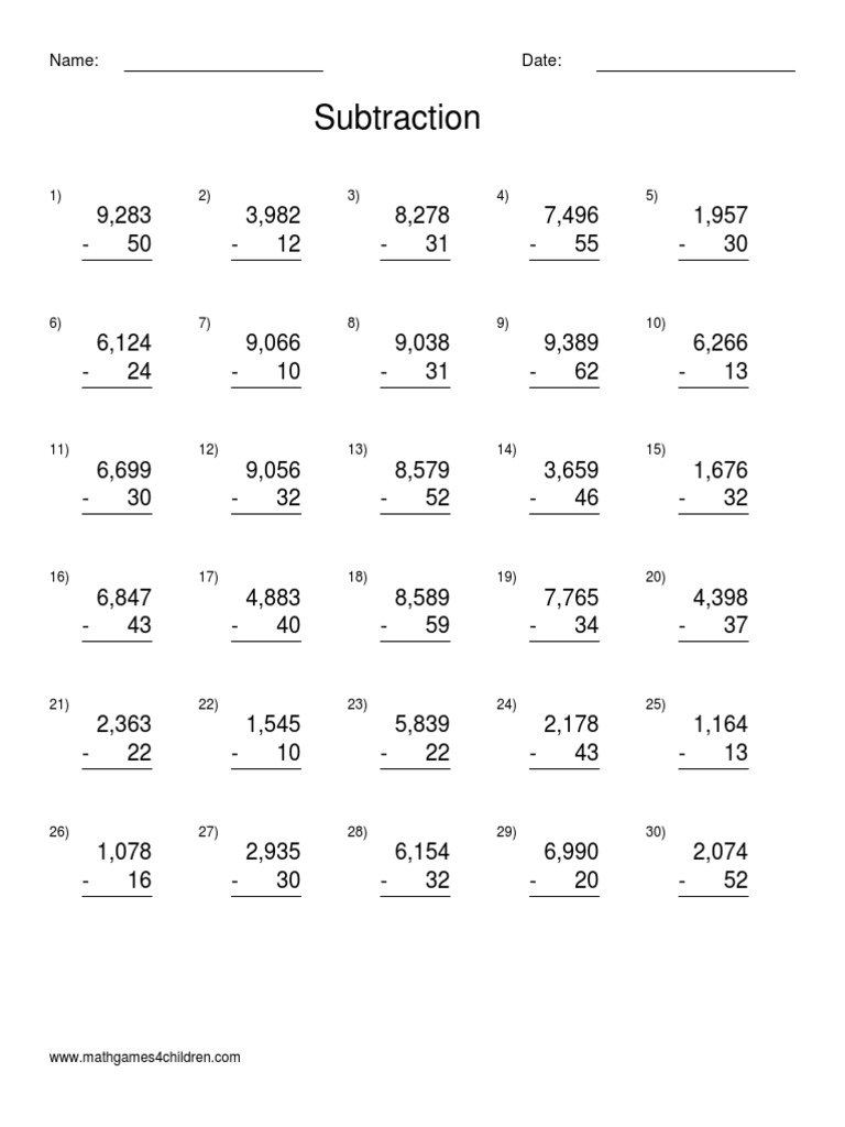 Subtraction 12 | PDF