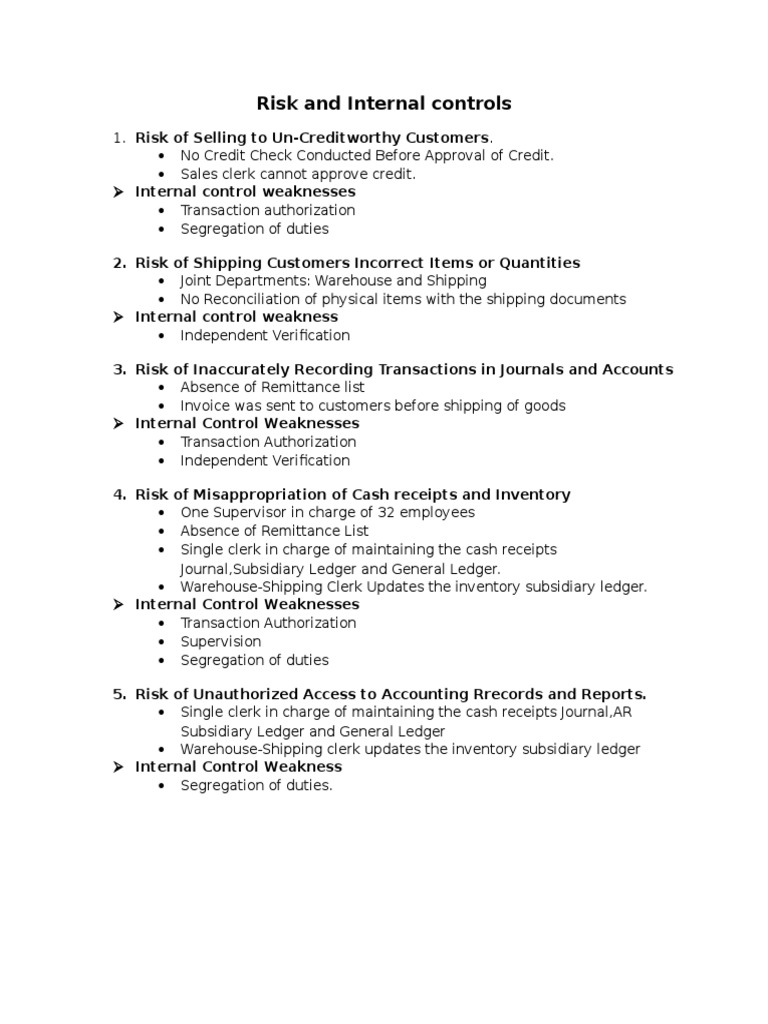 Risk and Internal Controls | PDF