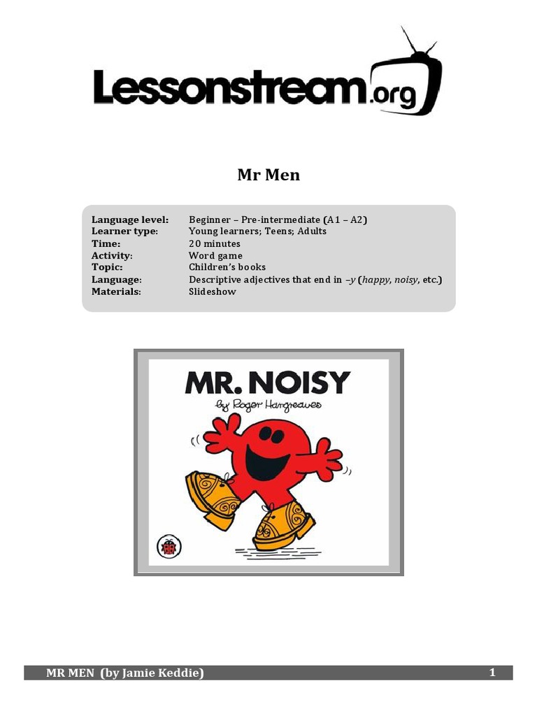 Mr-Men lesson plan.pdf | Office Equipment | Office Work