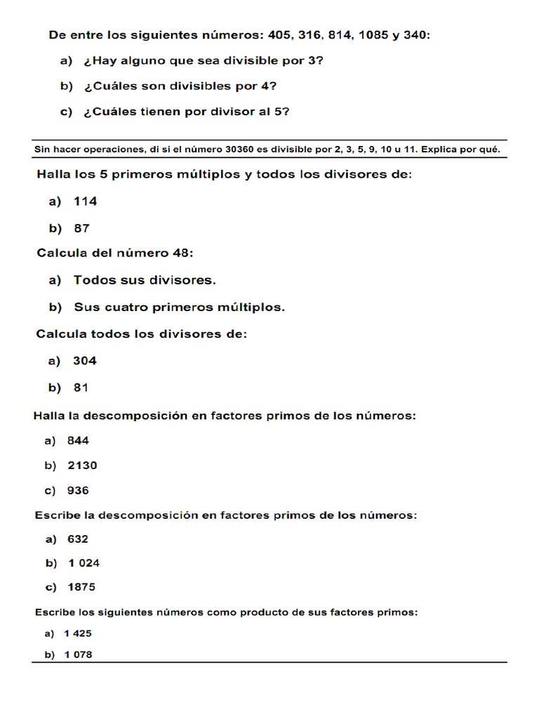 Activ Face Números Primos y Compuestos. Múltiplos y Divisores ...