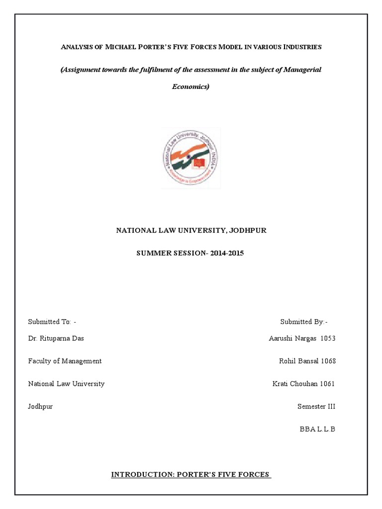 Analysis of Michael Porter S Five Forces Model in Various Industries ...