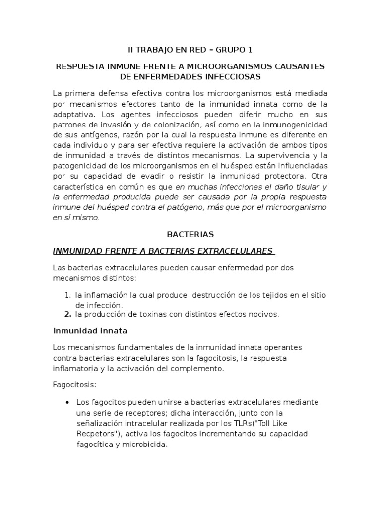 Inmunidad Frente A Bacterias Extracelulares | PDF | Sistema complementario | Sistema inmune