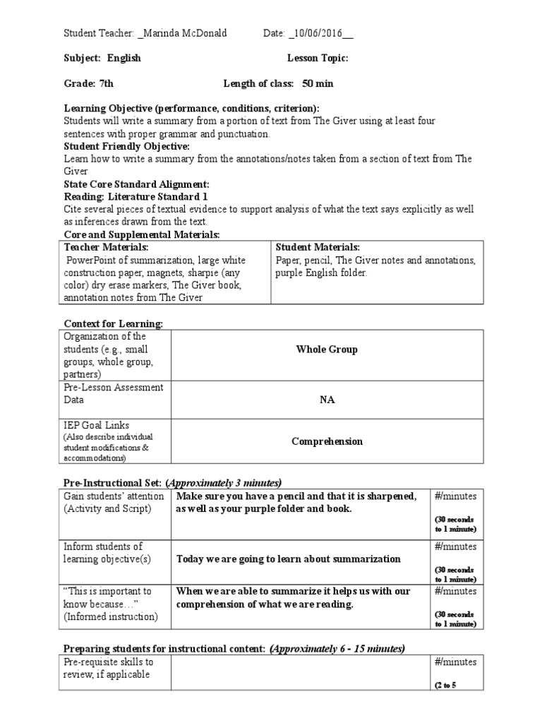 Explicit Instruction Lesson Plan 4 | PDF | Reading Comprehension | Pedagogy