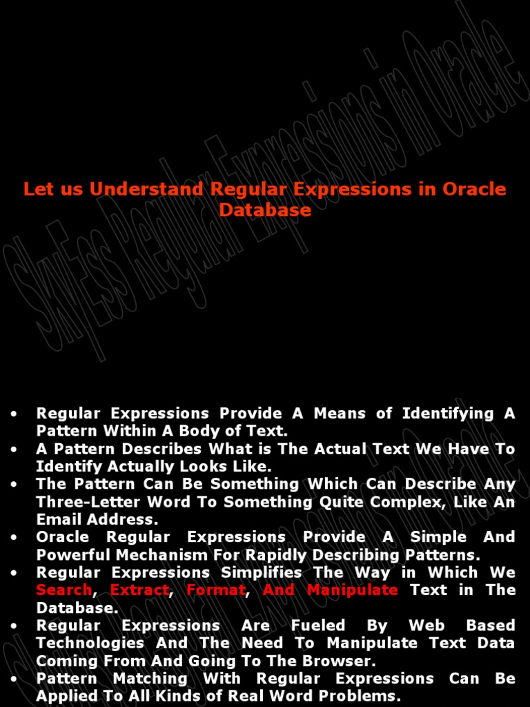Reg Expressions | PDF | Regular Expression | Oracle Database Reg Expressions | PDF | Regular Expression | Oracle Database
