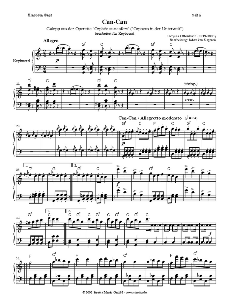 Piano - Jacques Offenbach - Cancan Piano | PDF | Entertainment | Dances