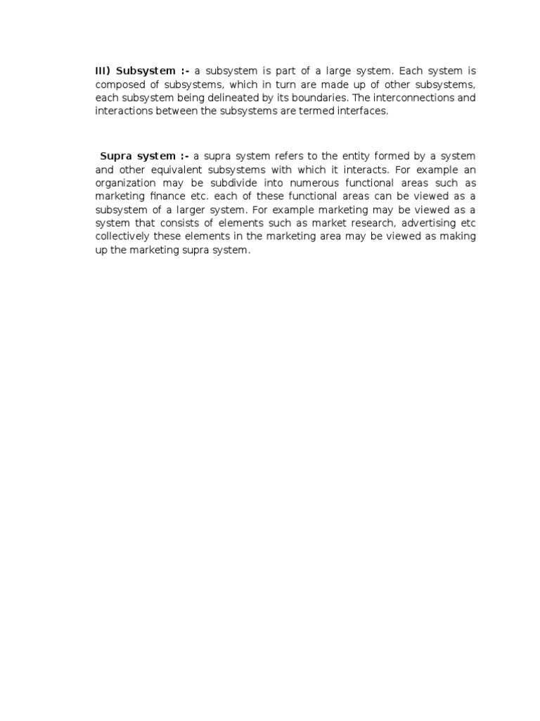 Subsystems and Suprasystems Explained | PDF