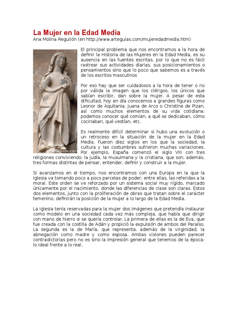 La Mujer en La Edad Media | PDF | Baja Edad Media | Castidad