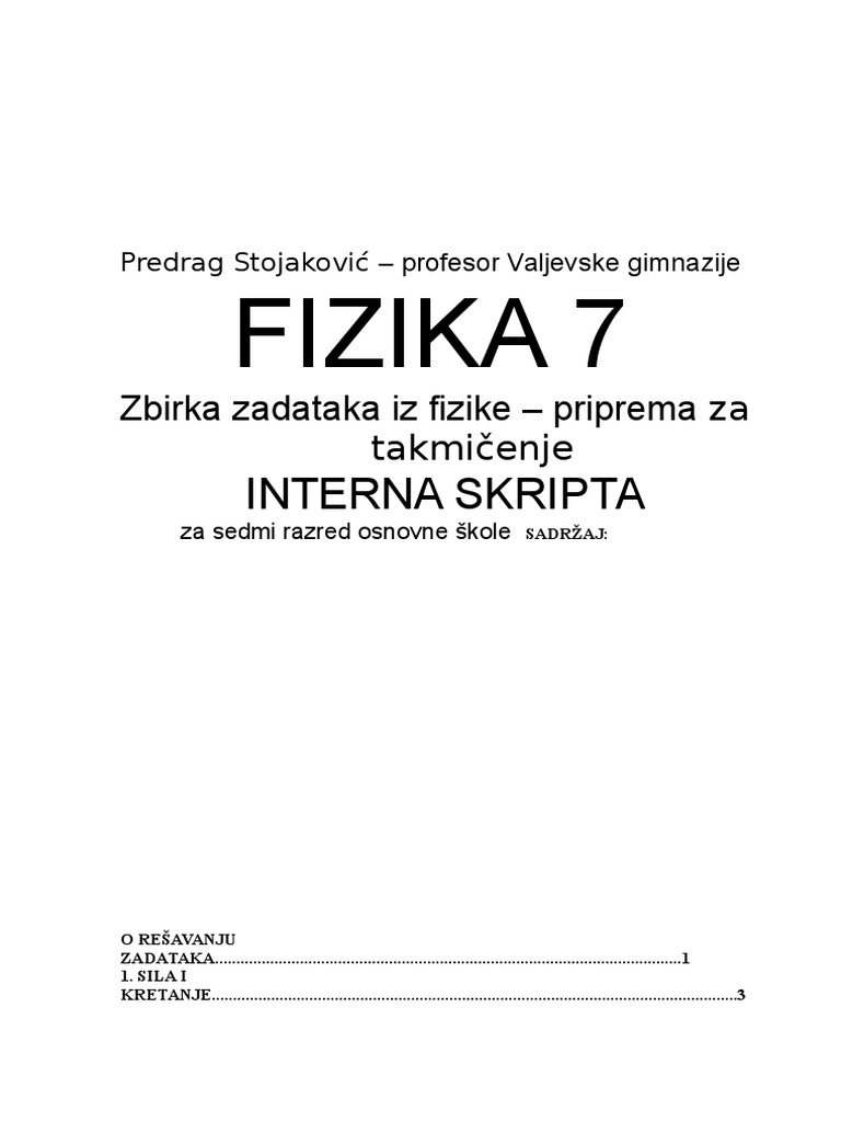 Zbirka Zadataka Iz Fizike Priprema Za Takmičenje | PDF