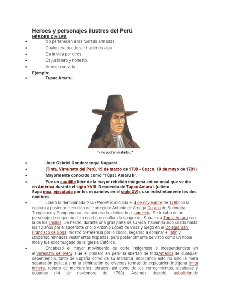 Heroes y Personajes Ilustres Del Perú | PDF | Perú | Agitación