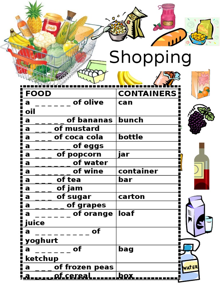Food Containers Shopping List | PDF