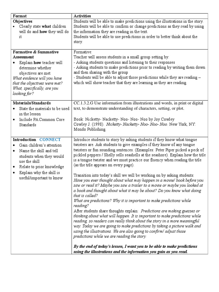 Making Predictions in Reading Lessons | PDF | Educational Assessment ...