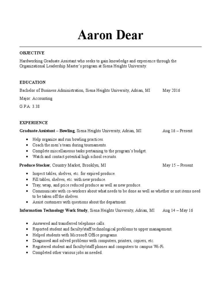 Aaron Dear Resume | PDF | Career & Growth
