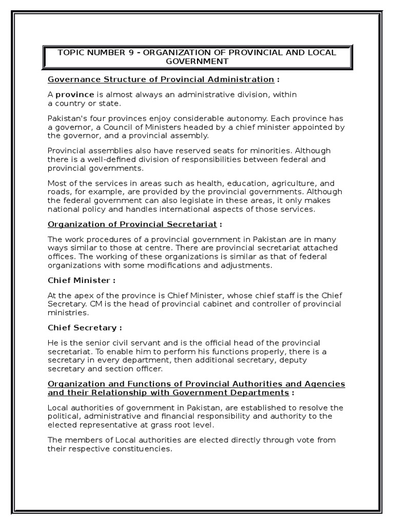 Topic Number 9 - Organization of Provincial and Local Government | PDF ...