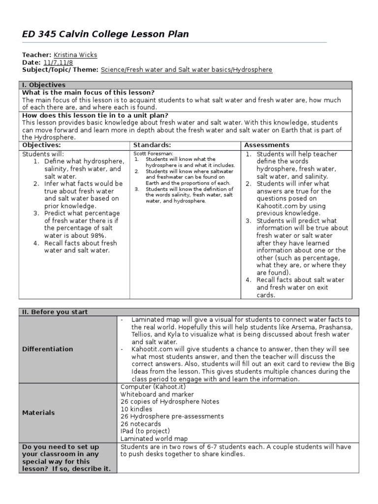 Science Hydrosphere Lesson 1 | PDF | Fresh Water | Water