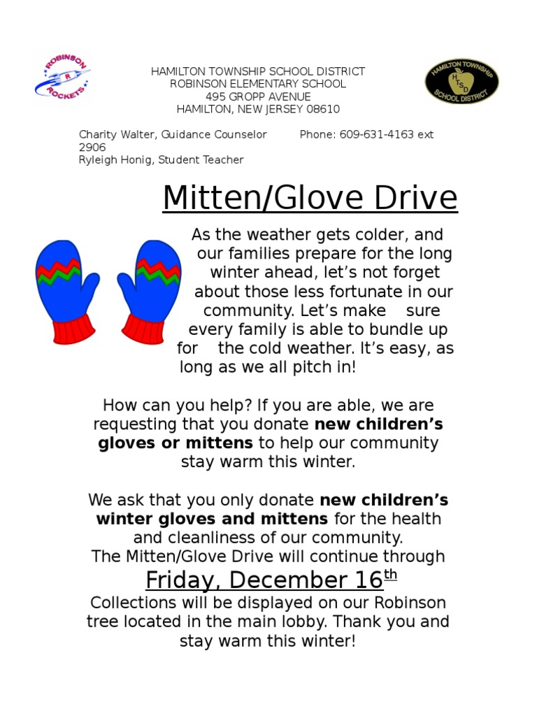Robinson School Mitten/Glove Drive | PDF